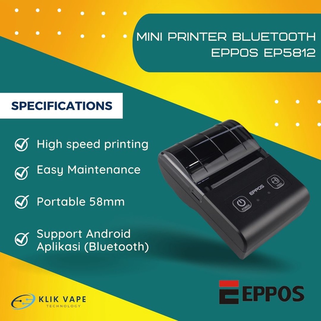 Jual Mini Printer Resi Bluetooth EPPOS EP 5812 support GOBIZ , GOFOOD ...