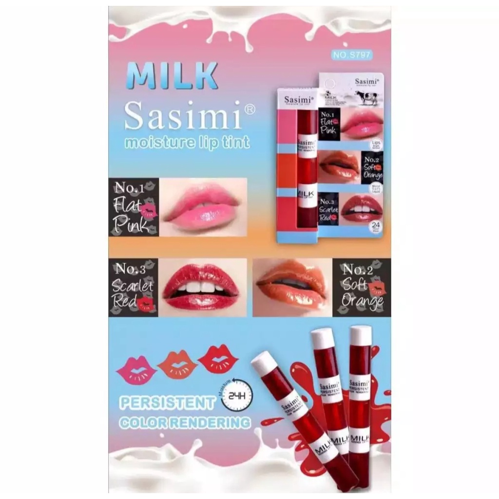 Jual Lip Tint Sasimi Milk 3in1 Moisture Lip Tint | Shopee Indonesia
