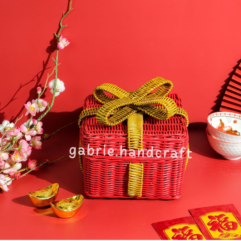 Jual ROTAN KOTAK MERAH PITA GOLD - TEMPAT HAMPERS IMLEK / MANYUE ...