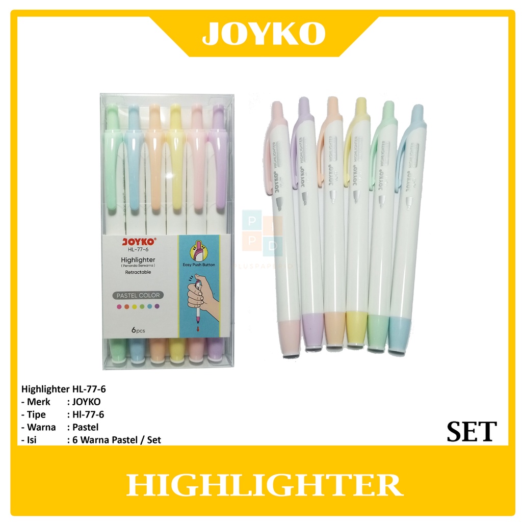 Jual JOYKO - Highlighter HL- 77- 6 - Penanda Berwarna Pastel - Set | Shopee Indonesia