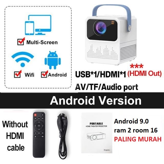 Jual T2 Mni Projector Home Theater Proyektor Android Wifi CY300 120 ...