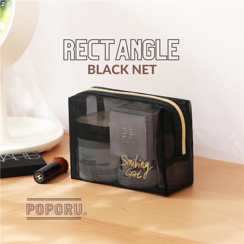 Jual POPORU BLACK NET pouch 6 types - Travel cosmetics bag organizer ...