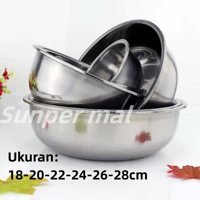 Jual Promo Baskom stainless set/ 6 ukuran 18-28cm /14-24cm | Shopee ...