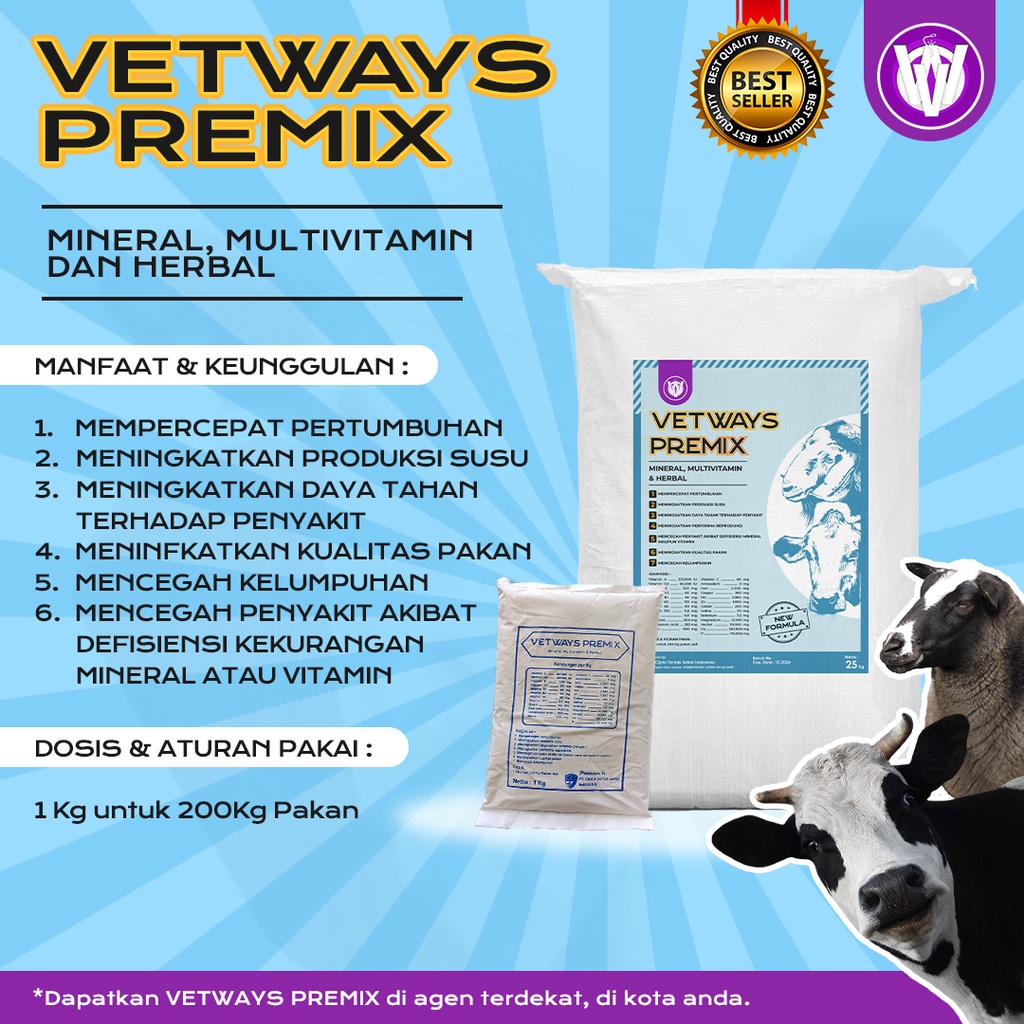 Jual VETWAYS PREMIX 1 KG - PREMIX KAMBING - PREMIX SAPI - PREMIX DOMBA - MULTIVITAMIN MINERAL ...