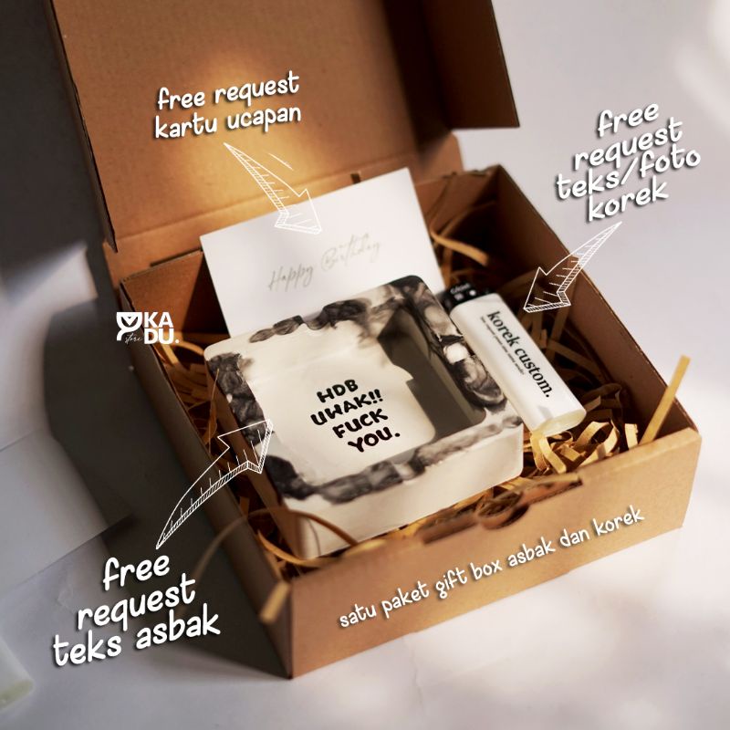 Jual [GIFT BOX HAMPERS ASBAK UNIK] KADO UNIK | Free Request Tulisan ...