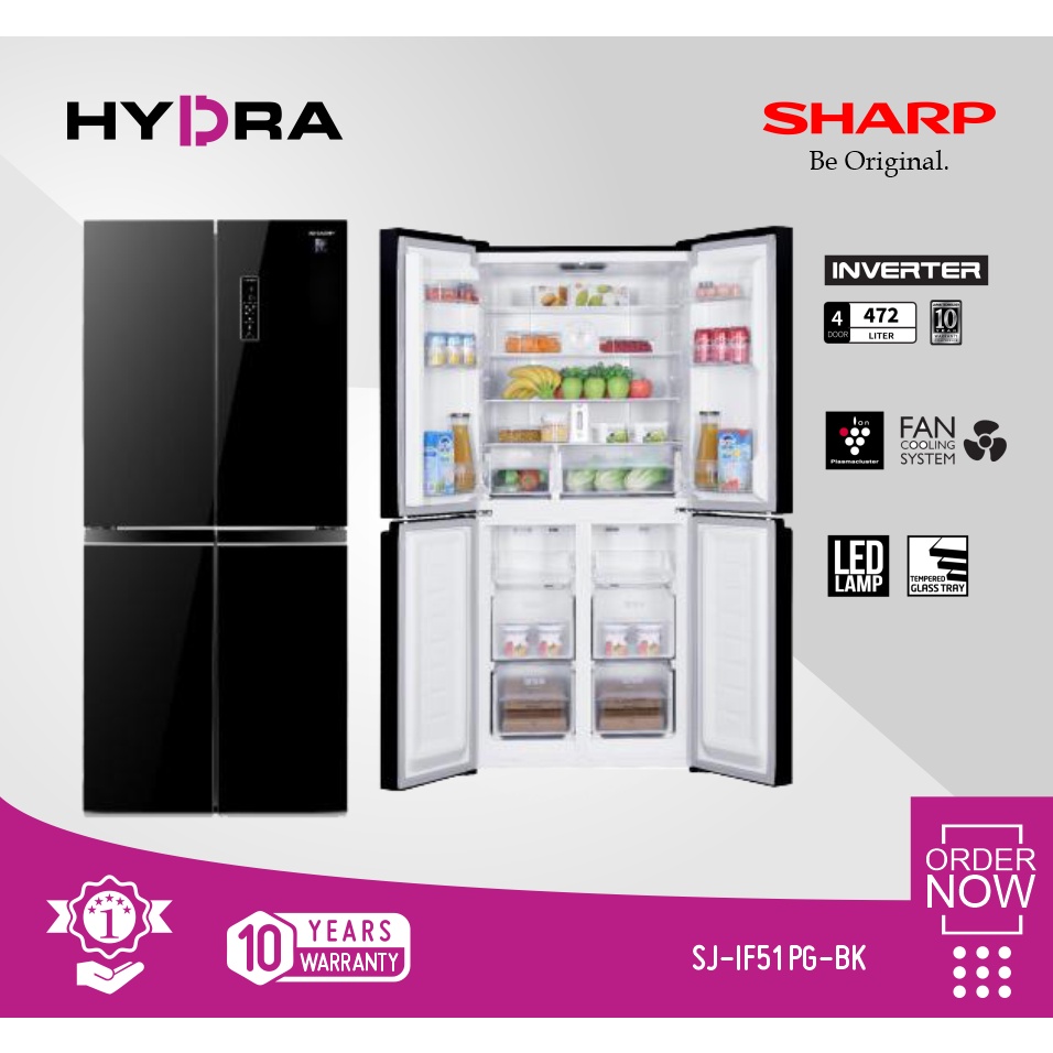 Jual Sharp Kulkas 4 Pintu SJ-IF51PG-BK (New Queen Series 2022) Murah ...
