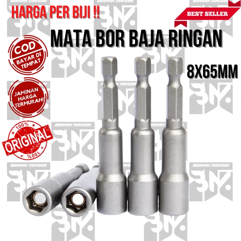 Jual Mata Sok Roofing 8x65mm Magnetic Mata Bor Sock Baut Baja Ringan Magnet Nut Setter Suntech ...