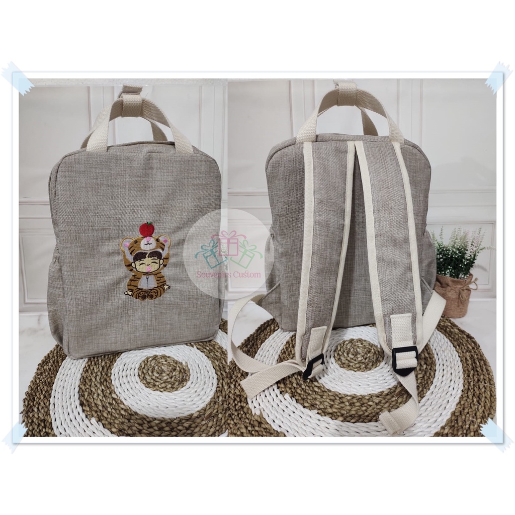 Jual Souvenir Tas ransel Kanvas Bordir/Souvenir Ulang tahun/Goodiebag ...