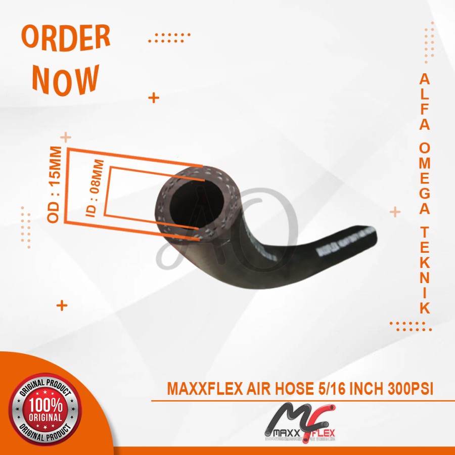 Jual MAXXFLEX AIR HOSE RUBBER 5/16 INCH SELANG ANGIN KARET BENANG 20 ...