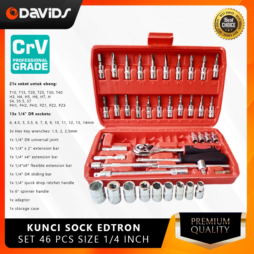 Jual Kunci Socket Tool Tools Set Obeng Shock Sock Sok Ratchet Krek 46 ...