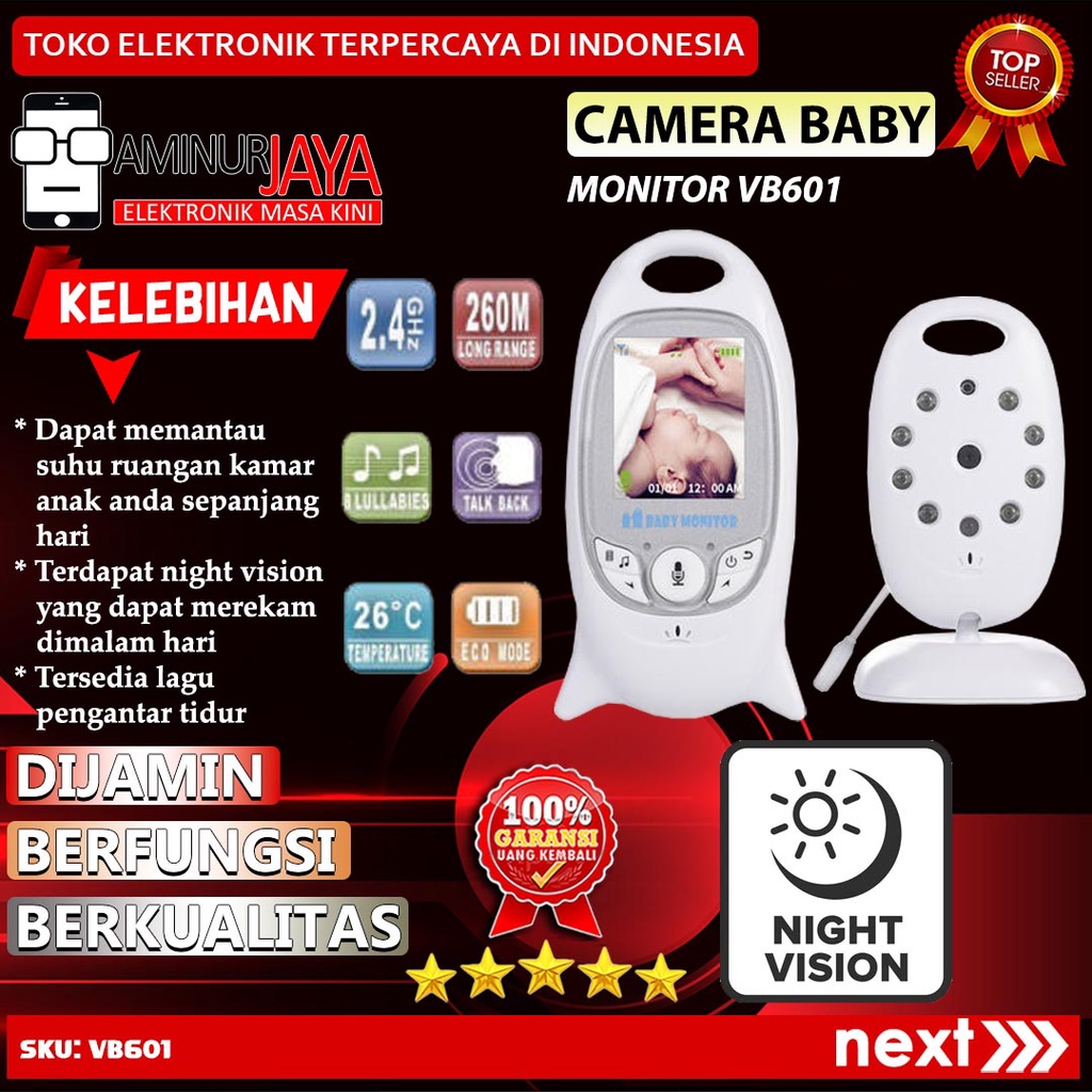 Jual PROMO Monitor Video Baby Color VB601 Night Vision 2 0 Inch Alat ...