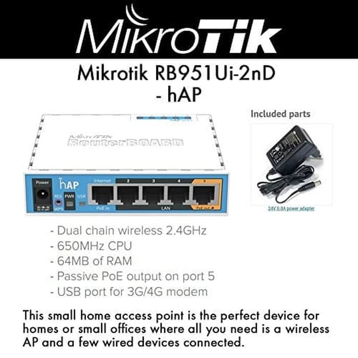 Jual Mikrotik Router Wireless RB951Ui-2ND (hAP) | Shopee Indonesia