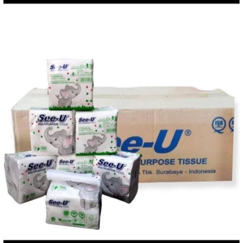 Jual Tissue Tisu See U Multipurpose Pop Up Gajah 150 Sheet 1ply Karton ...