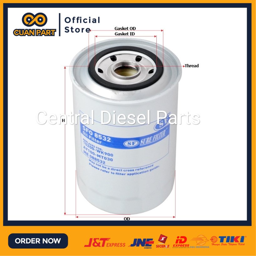 Jual Oil Filter Oli Mitsubishi 15200-WK900 ME 088532 SFO8532 SFO 8532 ...