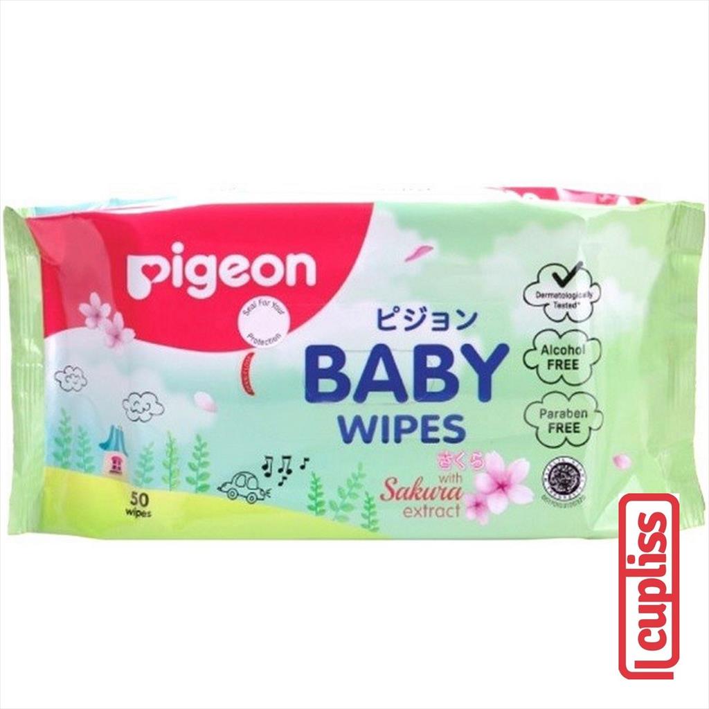 Jual PIGEON Wet Tissue Baby Sakura Wipes Refill 50s Tisu Basah 50 s ...