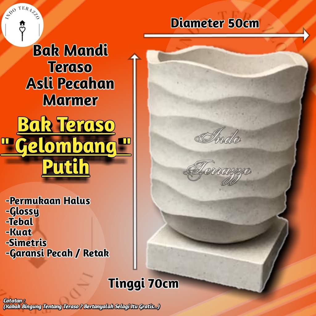 Jual Indo Terrazzo bak mandi teraso minimalis batu alam tipe gelombang ...
