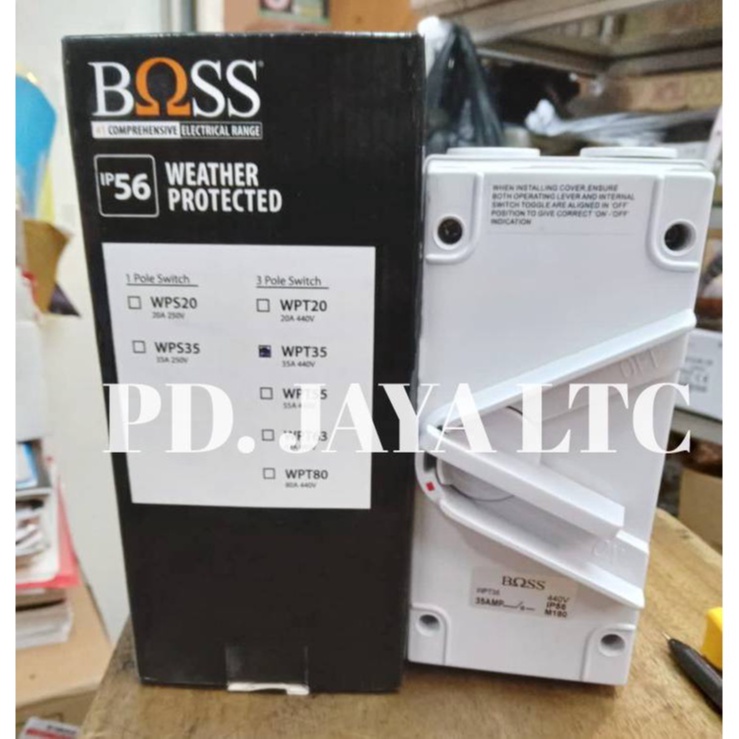 Jual Boss Saklar Weather Protected IP65 Dustproof 3 Pole 35A 440V WPT35 ...