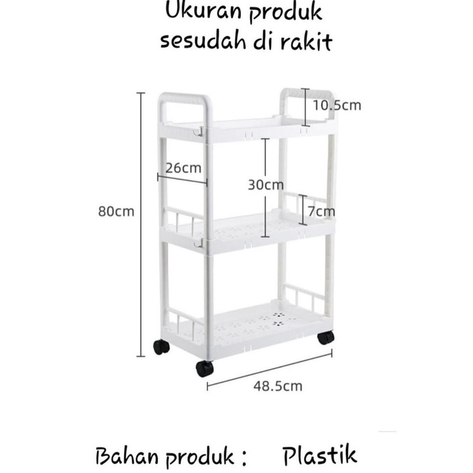 Jual Rak Trolley Troli 3 Susun Rack Roda Tempat Simpan Dapur Salon ...