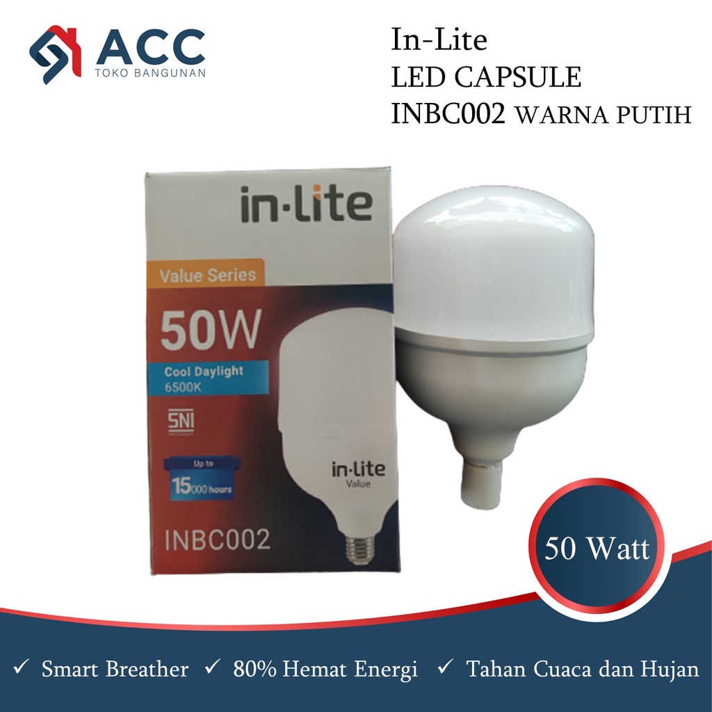 Jual InLite Lampu LED Bulb Tabung Kapsul Capsule Value 50 Watt INBC002 | Shopee Indonesia