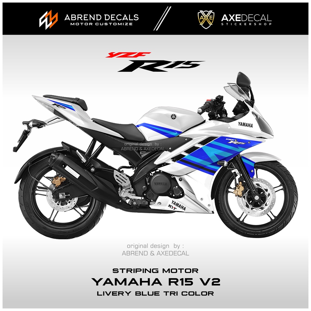 Jual Striping R15 V2 Blue Tri Color / Stiker Motor Yamaha R15 V2 Desain ...