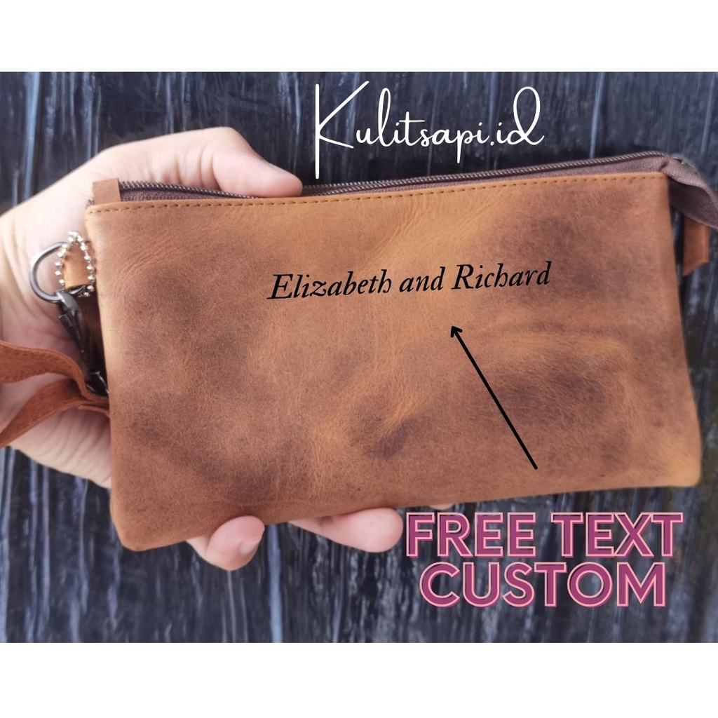 Jual pouch dompet kulit asli Custom Vintage oil Leather | Shopee Indonesia