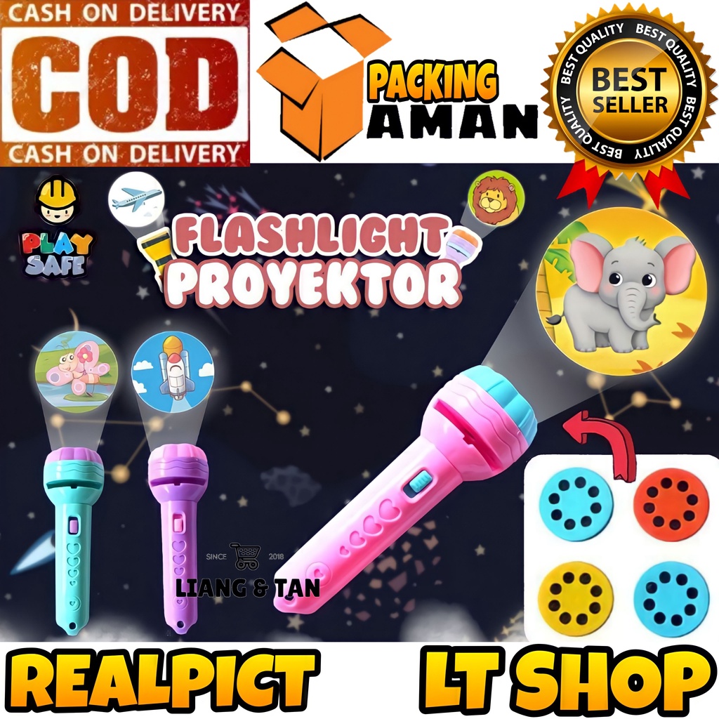 Jual ( BISA COD ) PROMO 4 SLIDE 32 GAMBAR Mainan Anak Senter Proyektor Flashlight SNI / Mainan ...