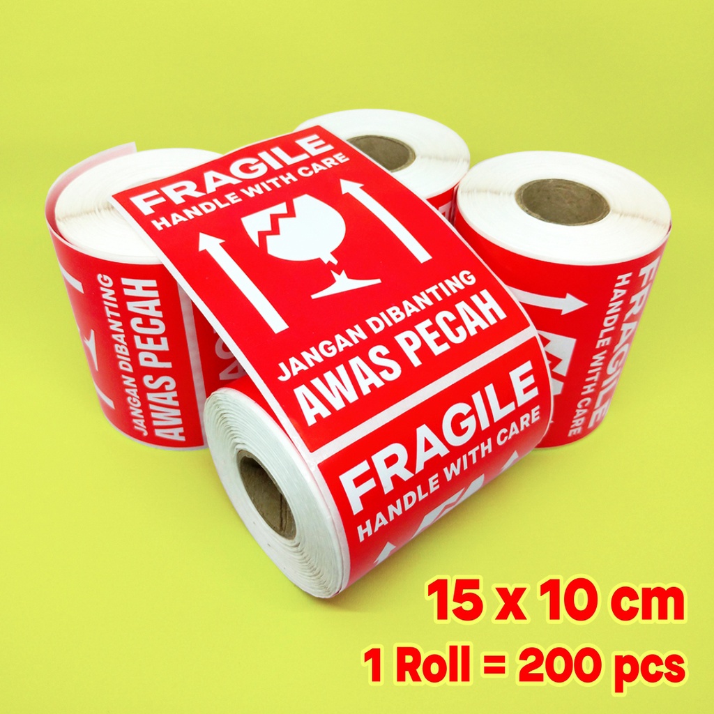 Jual Stiker Label Fragile Sticker Awas Pecah Jangan Dibanting 15 x 10 ...