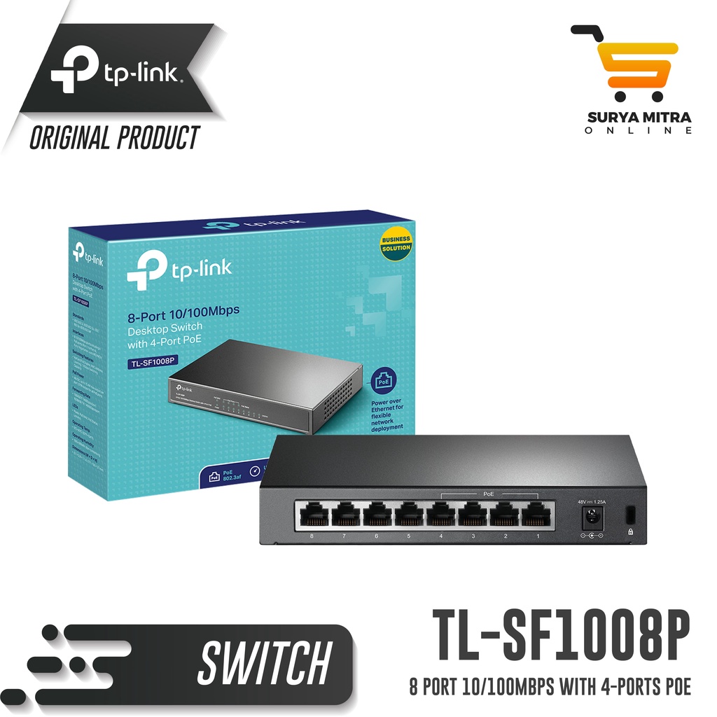 Jual Switch TP-Link 8 Port TL-SF1008P 10/100Mbps with 4-Ports PoE ...