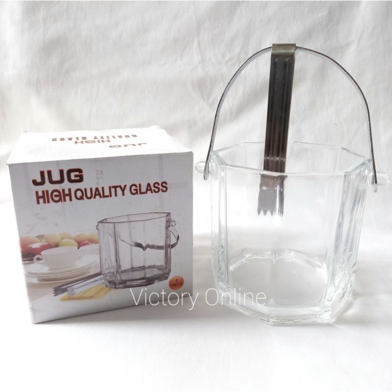 Jual Glass ice bucket Tempat es batu Wadah kaca tebal Ember es | Shopee ...