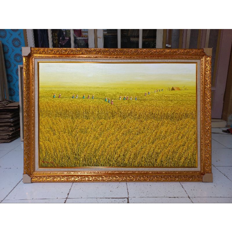 Jual LUKISAN PANEN PADI BULIR-BULIR EMAS | Shopee Indonesia