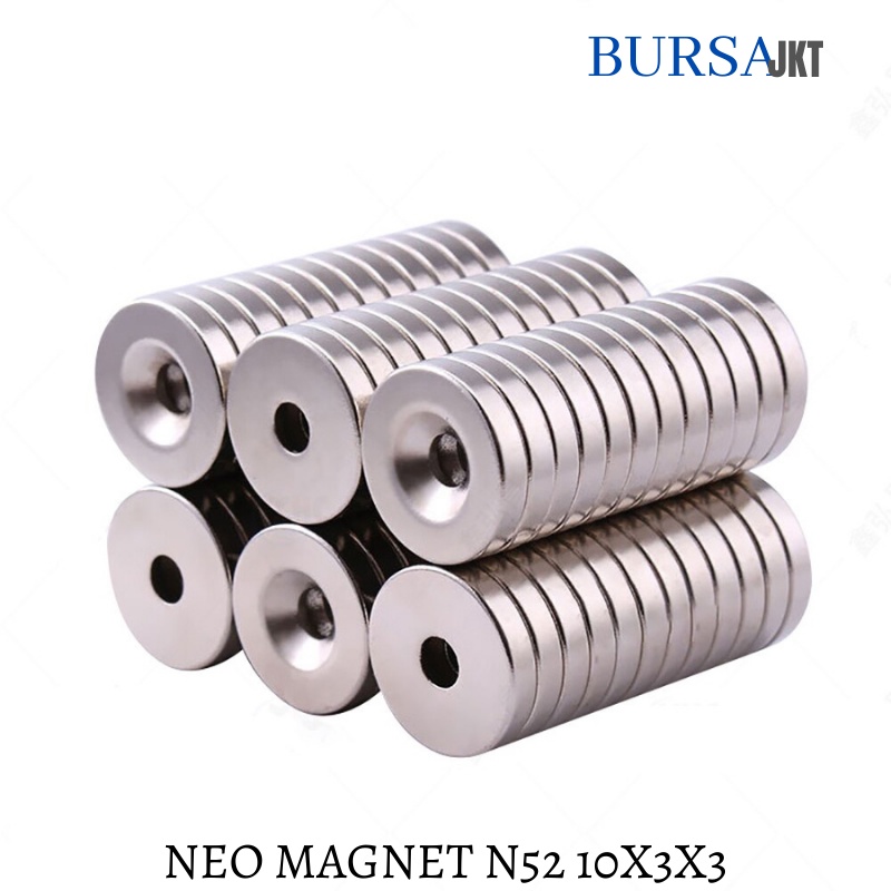 Jual NEO MAGNET NEODYMIUM N52 SUPER KUAT COIN CINCIN LUBANG 10X3 RING ...