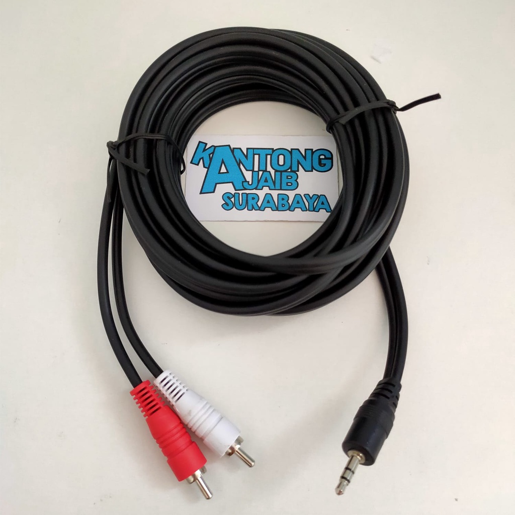 Jual Kabel 2 RCA To Jack Mini Stereo Hitam 5 Meter Kabel Aux 2 in 1 ...