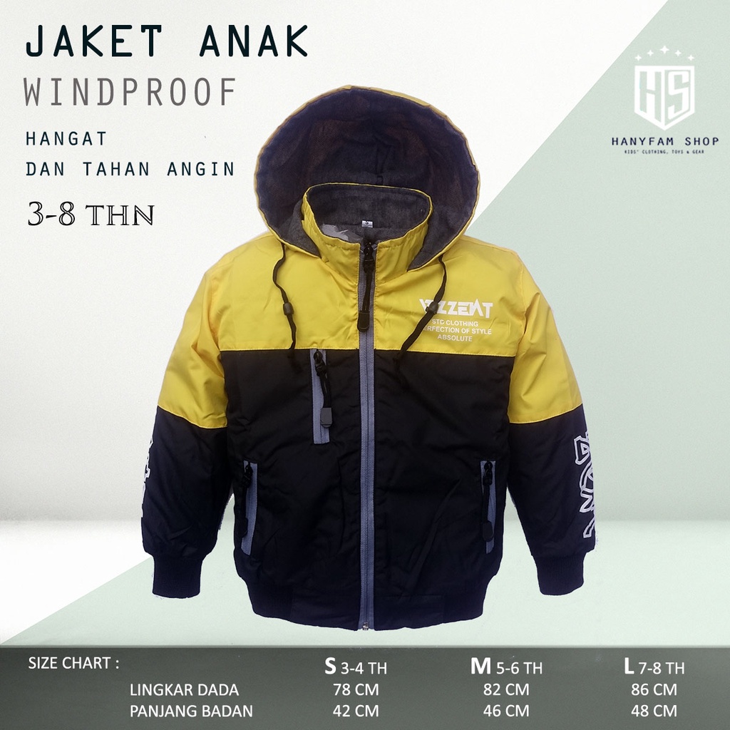 Jual VIZZT Jaket Anak Windproof Hangat dan Tahan Angin Umur 3-8 Tahun ...
