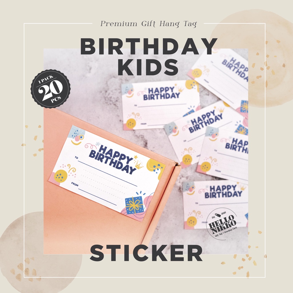 Jual Birthday Kid sticker label kartu ucapan - Hang tag kartu ucapan ...