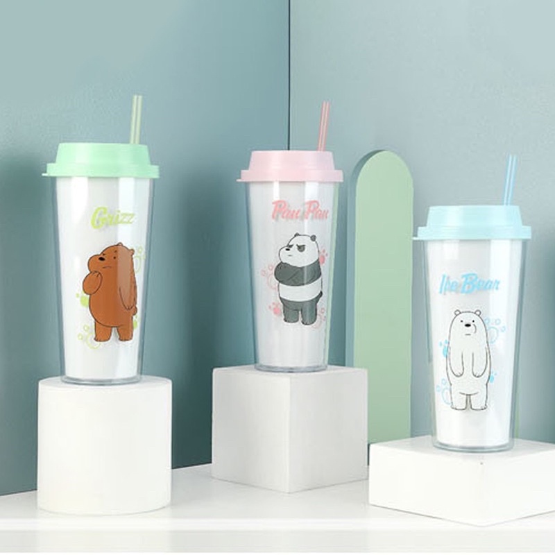 Jual MINISO Botol Minum We Bare Bears Tumbler Tempat Air Minum Sedotan ...