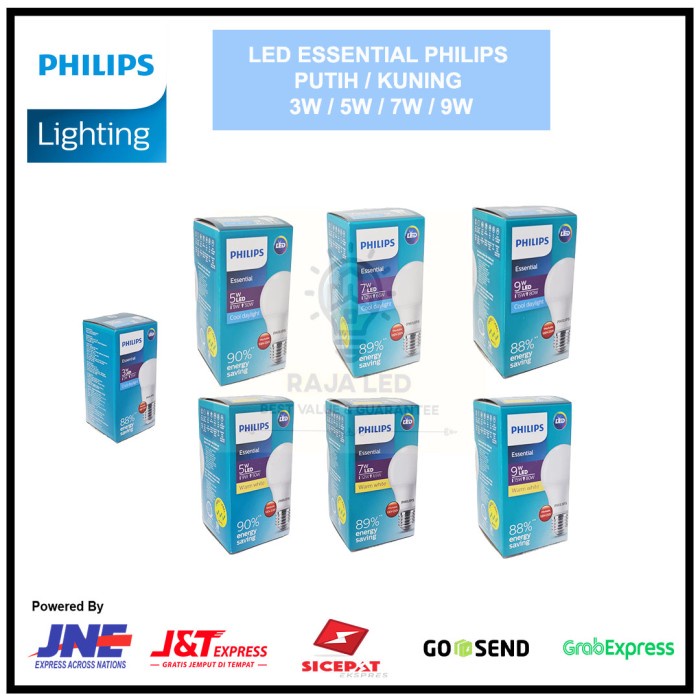 Jual PHILIPS LED ESSENTIAL BULB 3W 5W 7W 9W 3 5 7 9 WATT PUTIH / KUNING | Shopee Indonesia