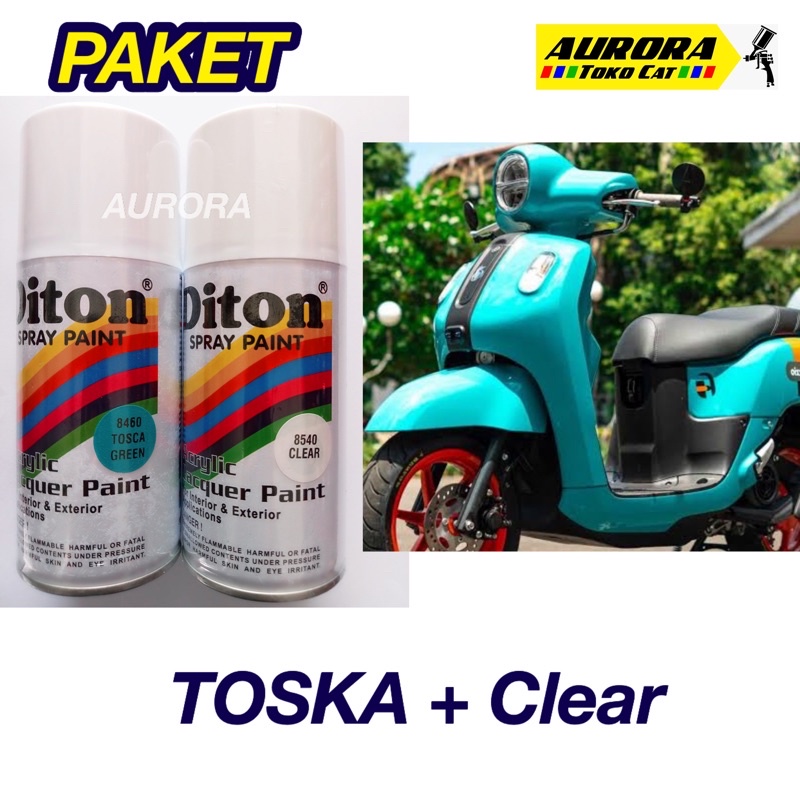 Jual Paket Diton Tosca Green 8460 Hijau Toska 300ml Pilok Tahan Bensin ...