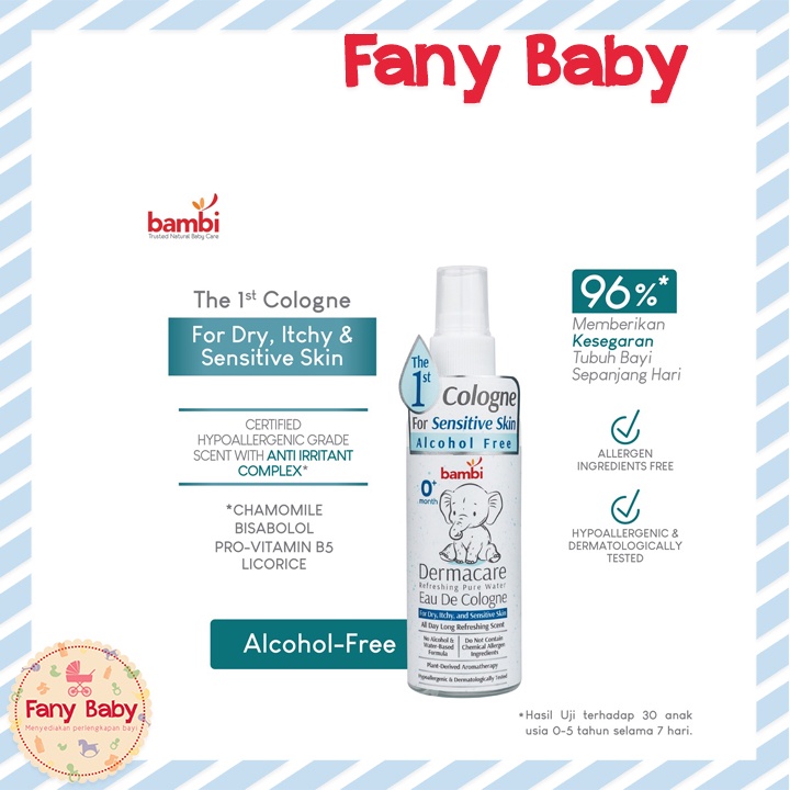 Jual BAMBI BABY DERMACARE REFRESHING PURE WATER EAU DE COLOGNE 100ML ...