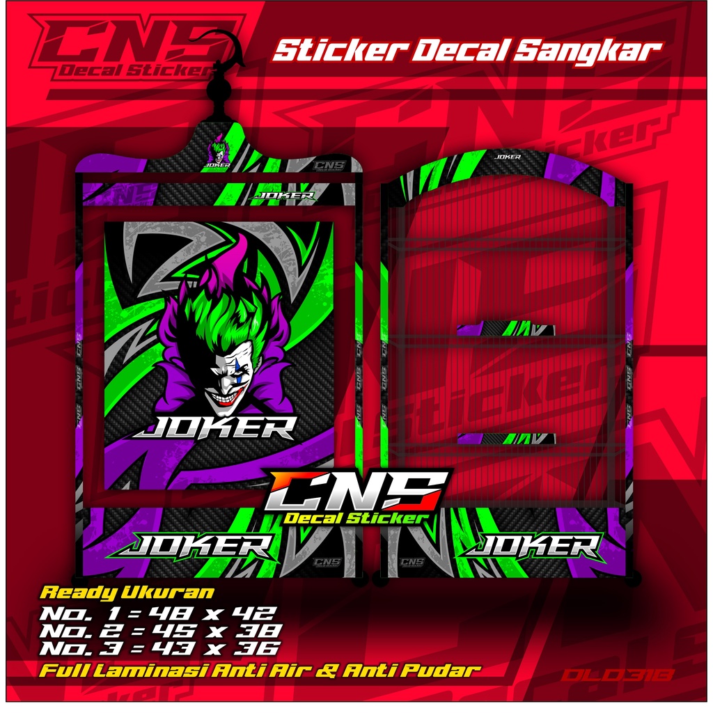 Jual Stiker Decal JOKER CNS ORIGINAL DESIGN Sangkar Burung Kotak ...