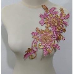Jual Renda Aplikasi Tabur Bordir Bunga 2 Warna (Kombinasi Emas ...