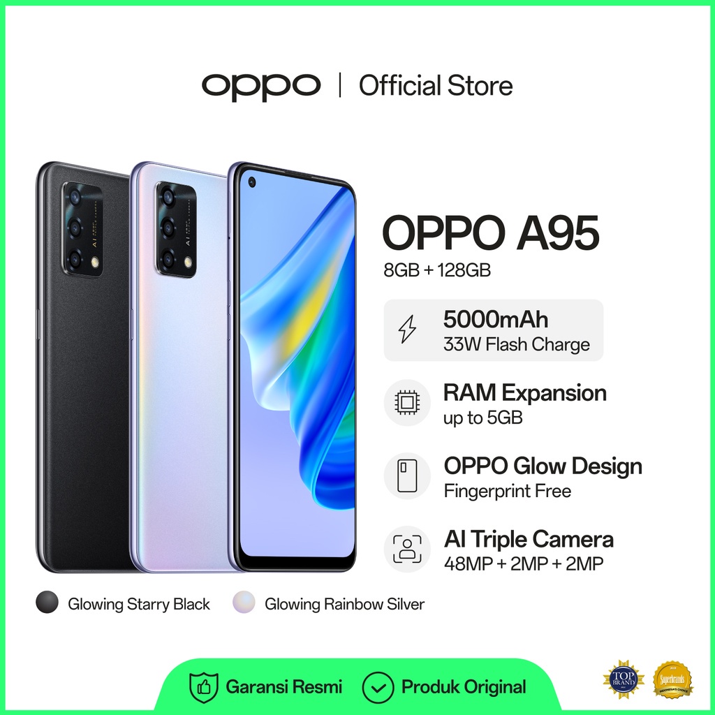 Jual OPPO A95 8GB/128GB [33W Flash Charge, 5000mAh Battery, NFC, 48MP AI Triple Camera] | Shopee ...