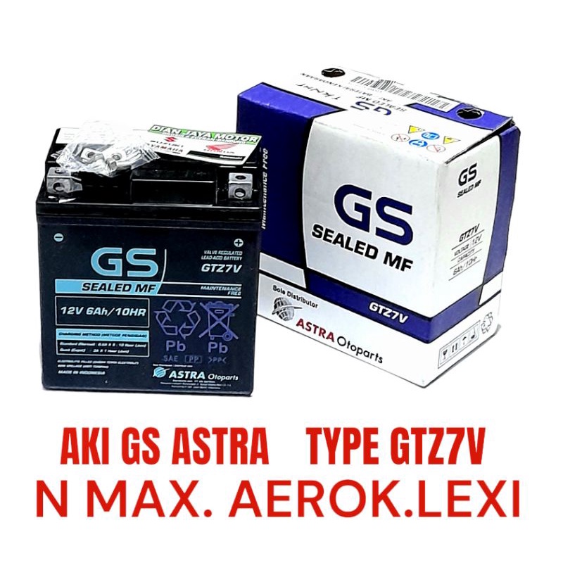 Jual AKI ACCU MOTOR TYPE GTZ7V GS ASTRA MF KERING 12V 6.Ah NMAX N MAX ...