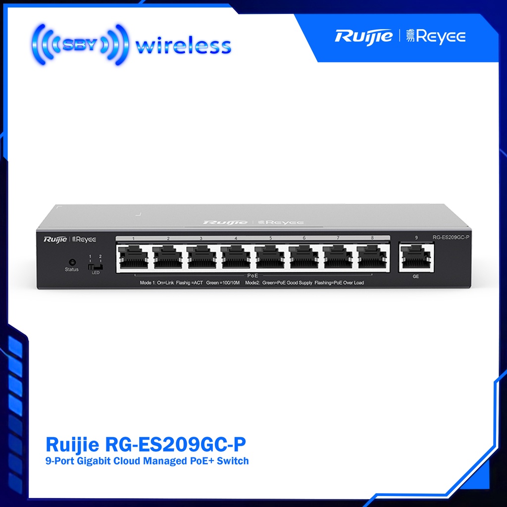 Jual Ruijie RG-ES209GC-P 9-Port Gigabit Cloud Managed PoE+ Switch ...