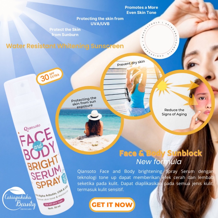 Jual Qiansoto sunscreen SPF 30 with brigtening serum Sunblock UVA/UVB ...