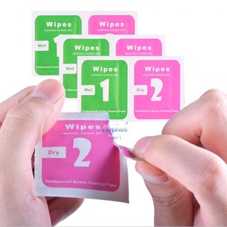 Jual 100pcs/Lot 2 in 1 ( Basah & Kering ) Tissue Wipes Tempered Glass ...