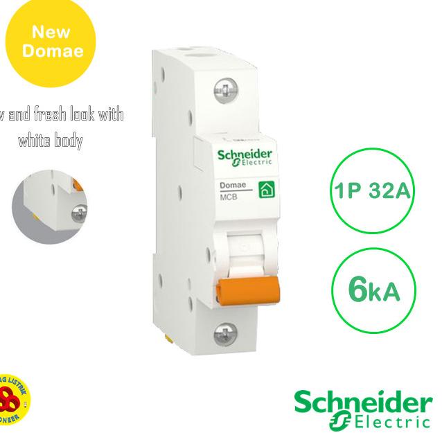 Jual Schneider MCB 1P 32A 6kA New Domae MCB Breaker 1 Phase 32 Amp 6kA | Shopee Indonesia