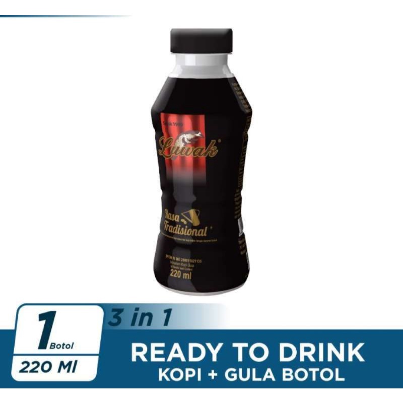 Jual kopi luwak plus gula botol 220ml kopi Luwak siap minum | Shopee ...