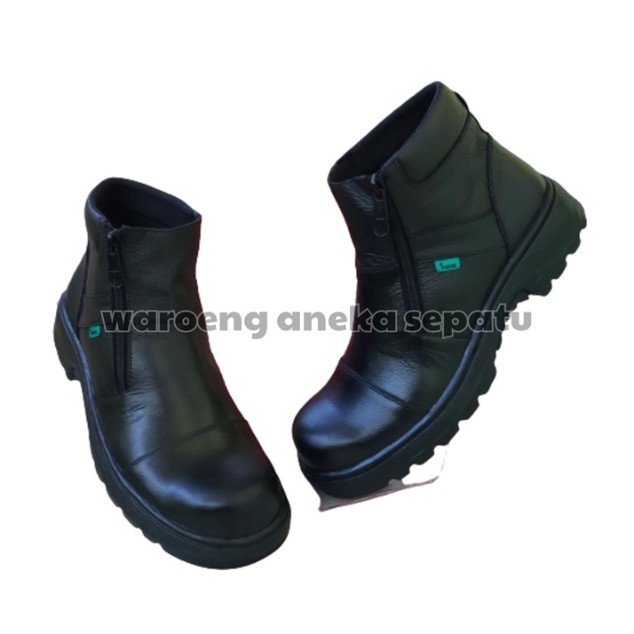 Jual Sepatu Boots Safety Zippers Pria Kulit Resleting Ujung Besi Kerja ...