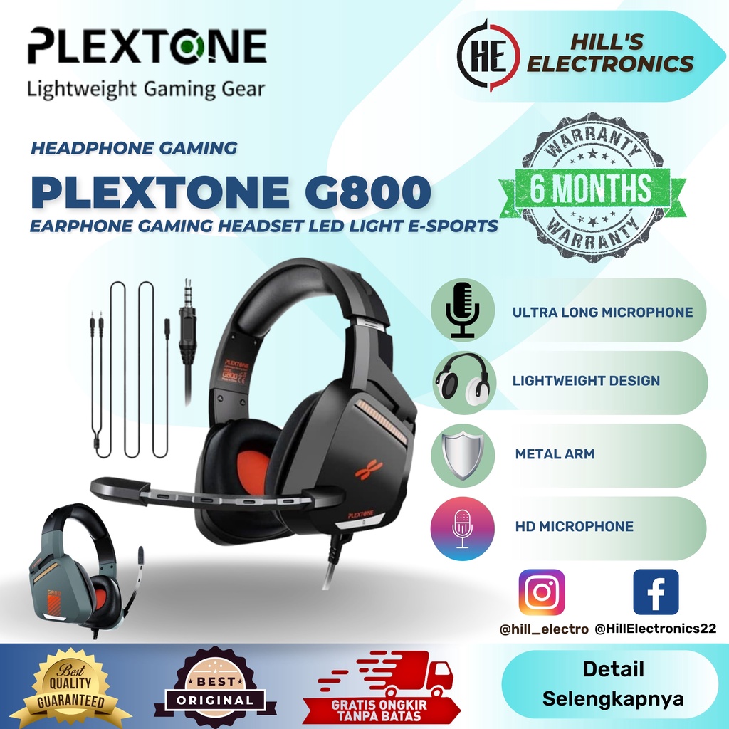 Jual Plextone G800 Headset Headphone Gaming Ultra Ringan Noise ...