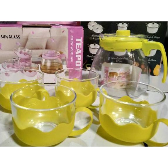 Jual Chekout Tea Pot Set 5 in 1 Pcs Kaca Lucu (Free Bubble wrap ...